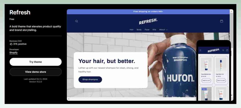 Refresh Shopify Theme Review: Bold Choice for Brand Storytelling