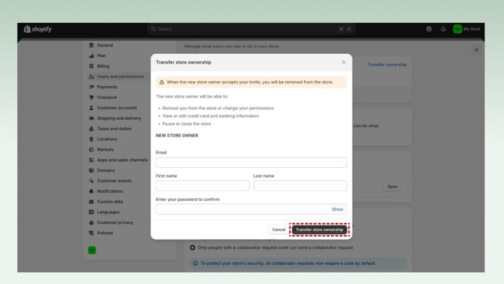 How To Transfer Ownership Of A Shopify Store: Just 5 Mins To Do